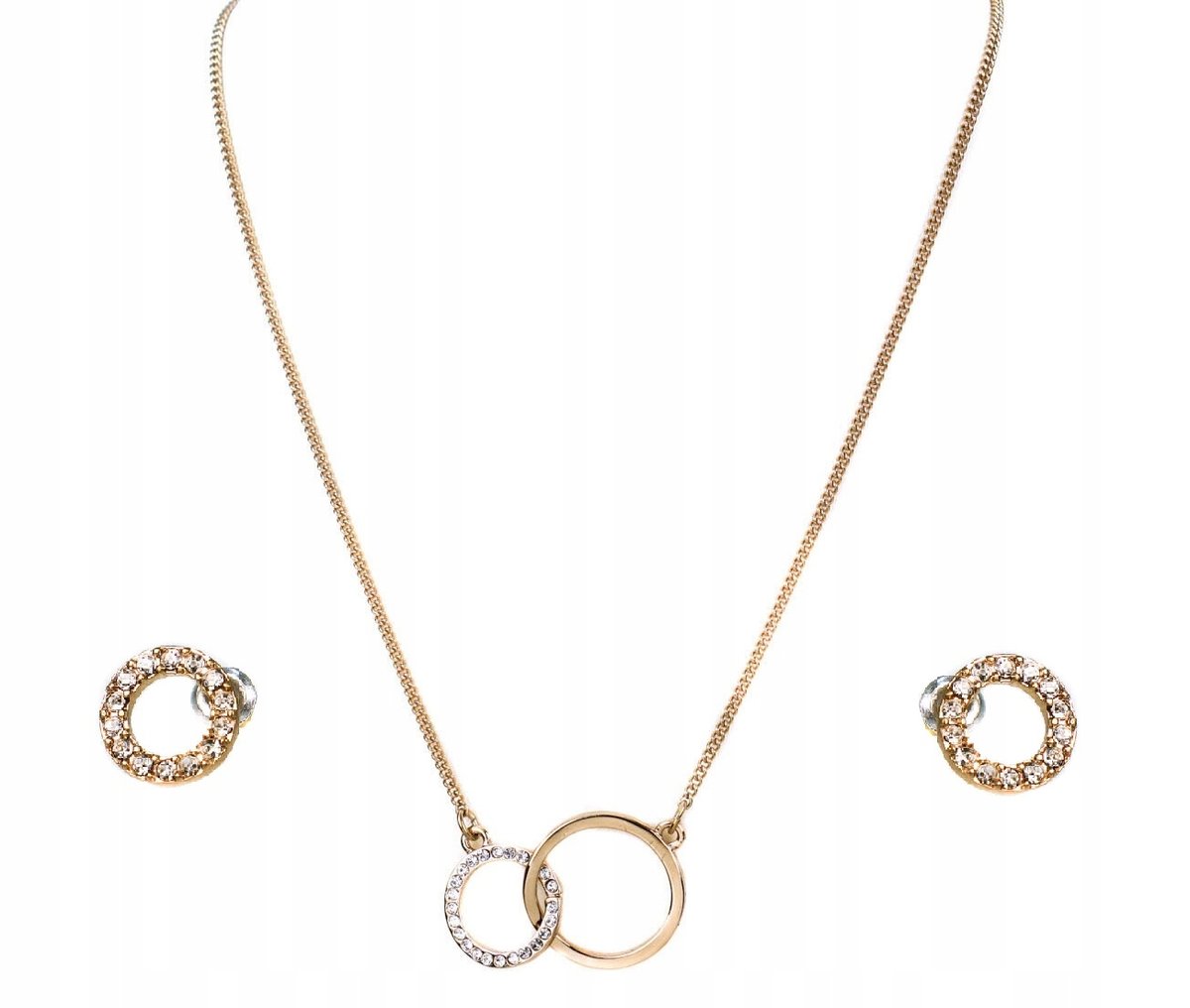 Zestaw naszyjnik oraz kolczyki Rose Gold Crystal Interlock Circle ...