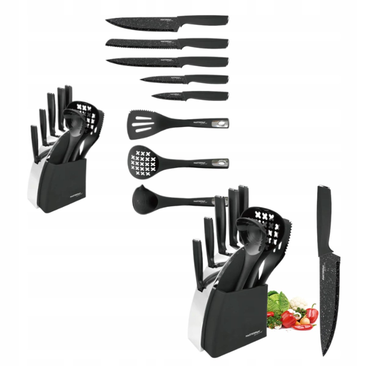 Zestaw Noży Kuchennych 9-częściowy Masterpan z Marmurowym Ostrzem - Inna marka | Sklep EMPIK.COM