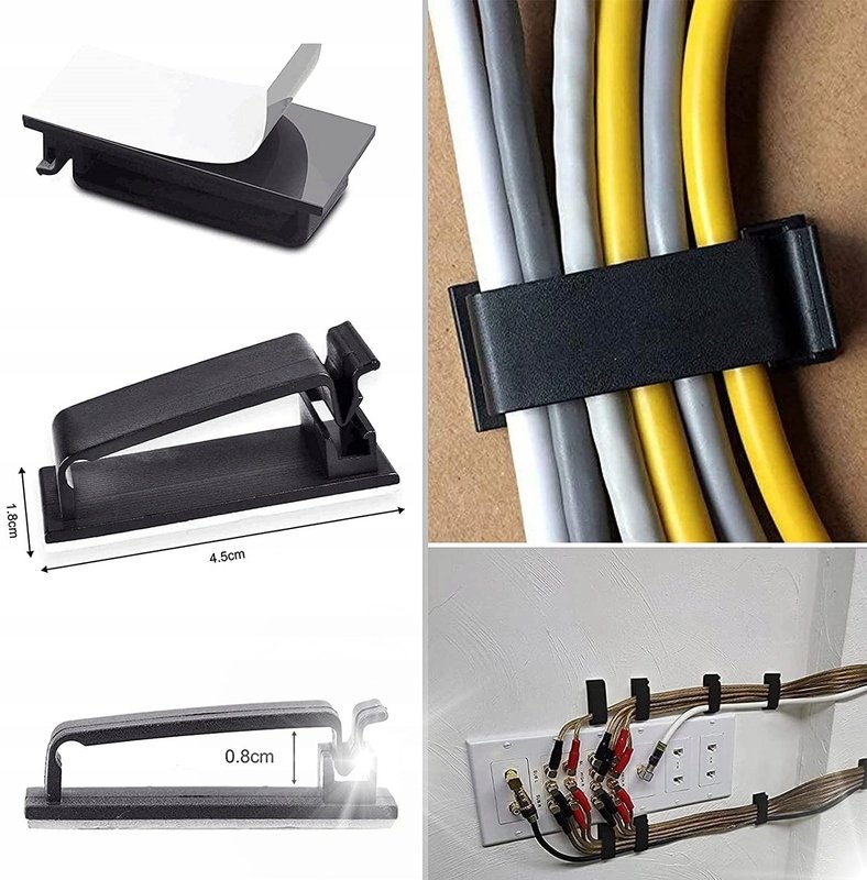 ZESTAW ORGANIZER DO KABLI XL OPLOT UCHWYT KLIPS OPASKA KABLOWA ...