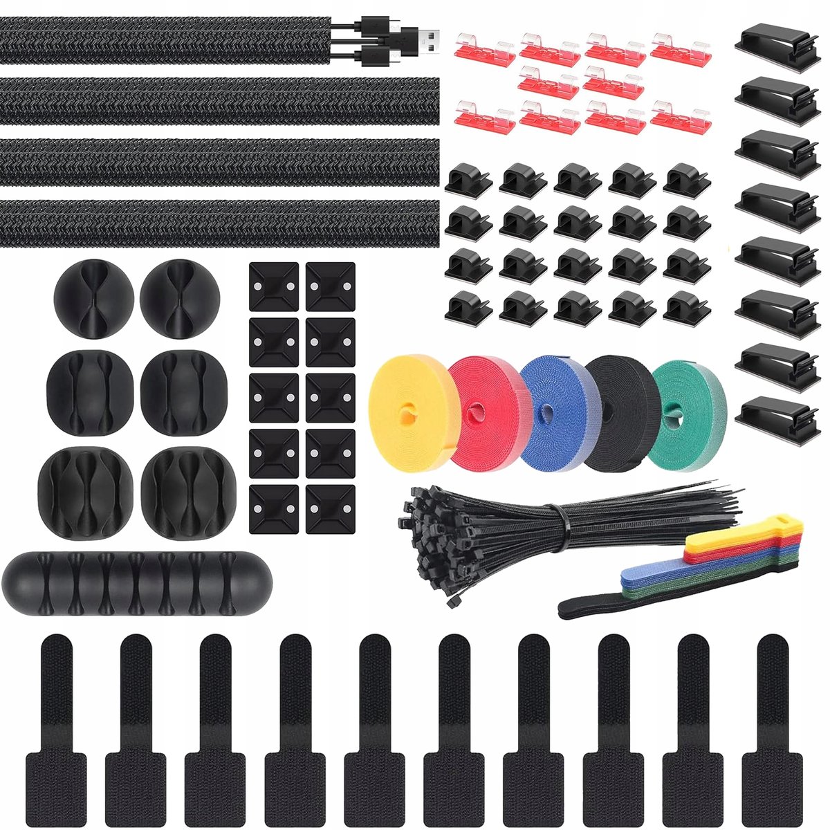 ZESTAW ORGANIZER DO KABLI XL OPLOT UCHWYT KLIPS OPASKA KABLOWA ...