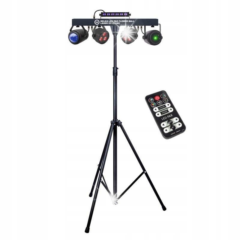 ZESTAW OŚWIETLENIOWY 2x REFLEKTOR +LISTWA UV+EFEKT FLOWER+LASER+BELKA PILOT - Inny producent ...