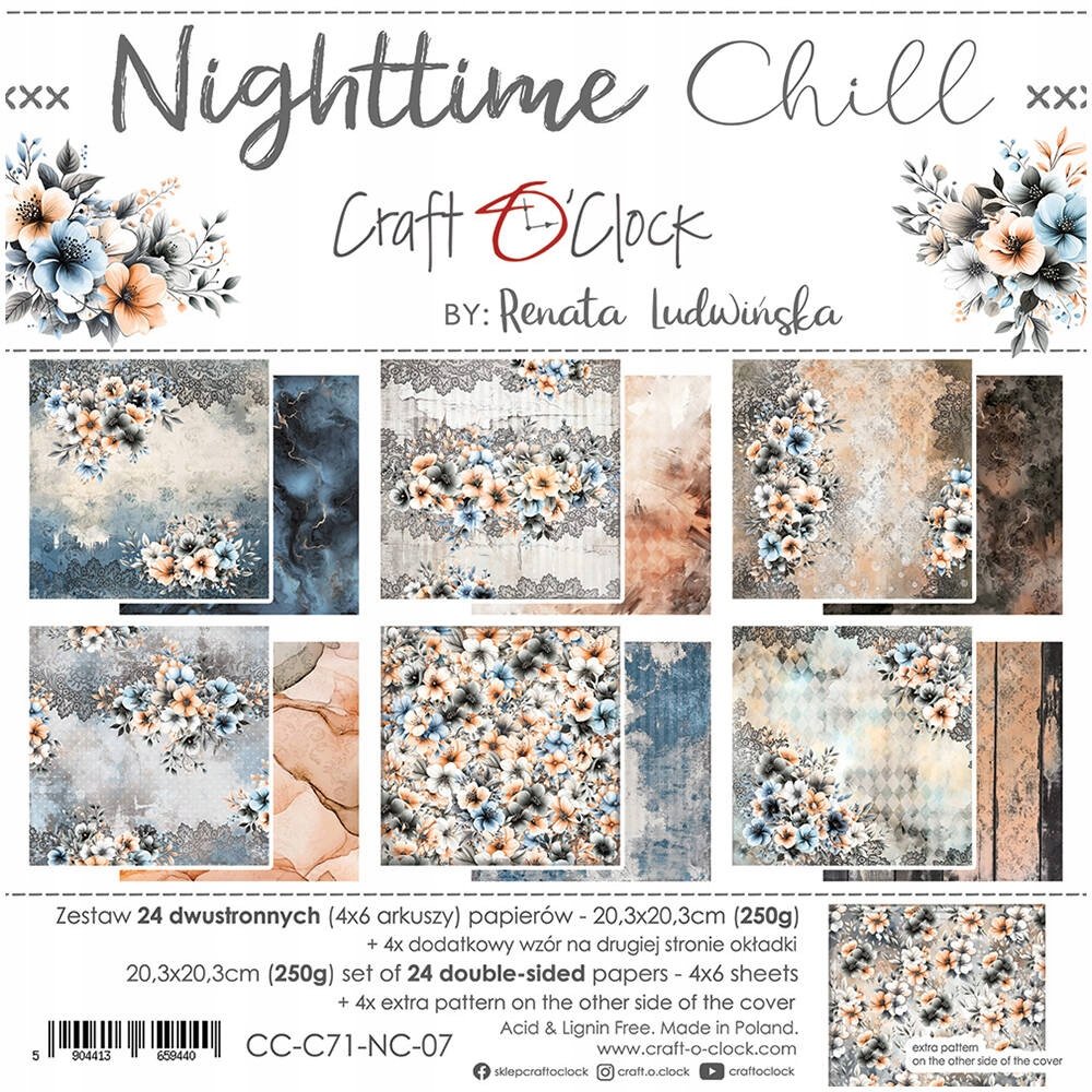 Zestaw papierów do scrapbookingu 20x20 Craft o'clock Nighttime Chill ...