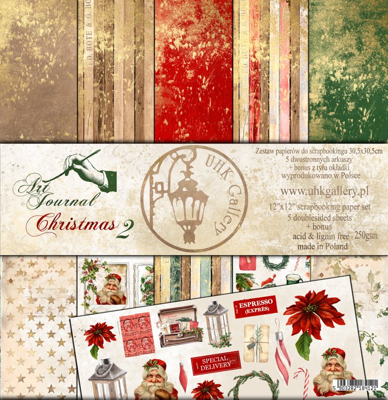 ZESTAW PAPIERÓW do scrapbookingu 30x30 - UHK Gallery - Art Journal Christmas 2 - UHK Gallery ...