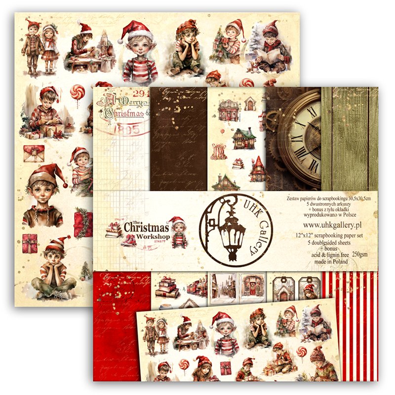 ZESTAW PAPIERÓW do scrapbookingu 30x30 - UHK Gallery - The Christmas Workshop - UHK Gallery ...