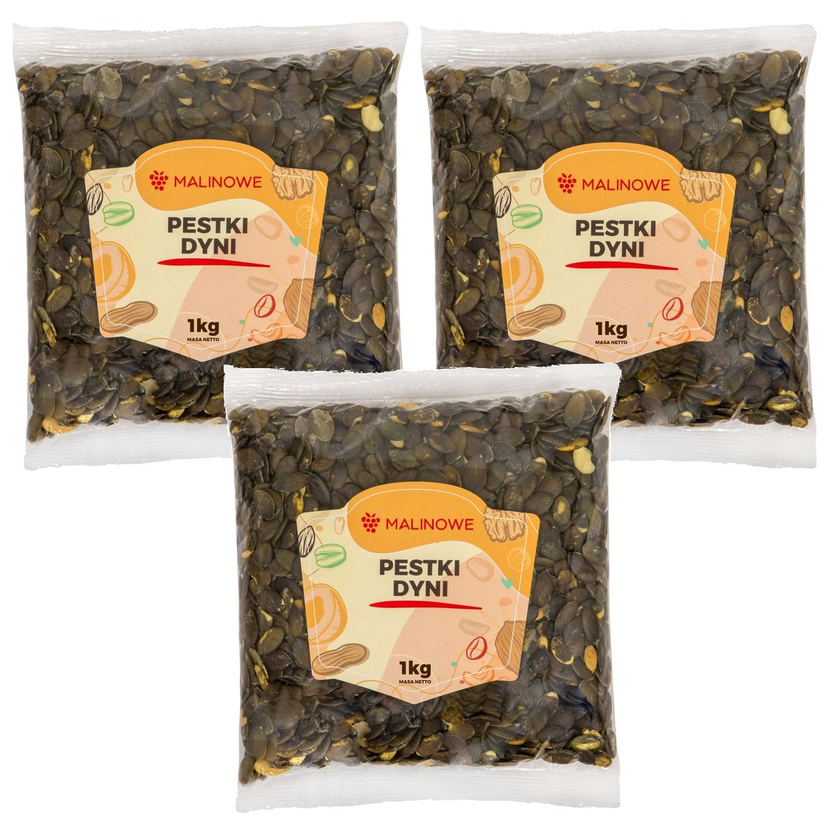 Zestaw pestki dyni 3x1kg - Malinowe | Sklep EMPIK.COM