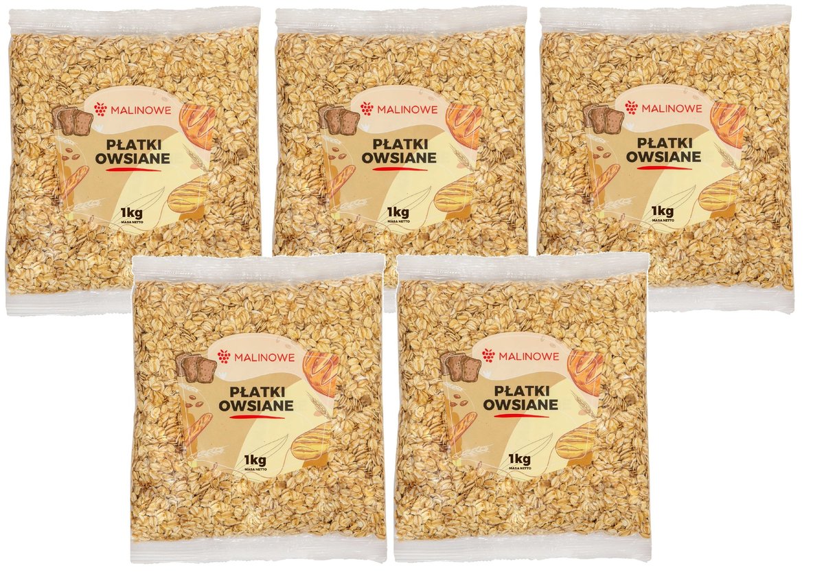 Zestaw płatki owsiane 5 x 1kg - Malinowe | Sklep EMPIK.COM