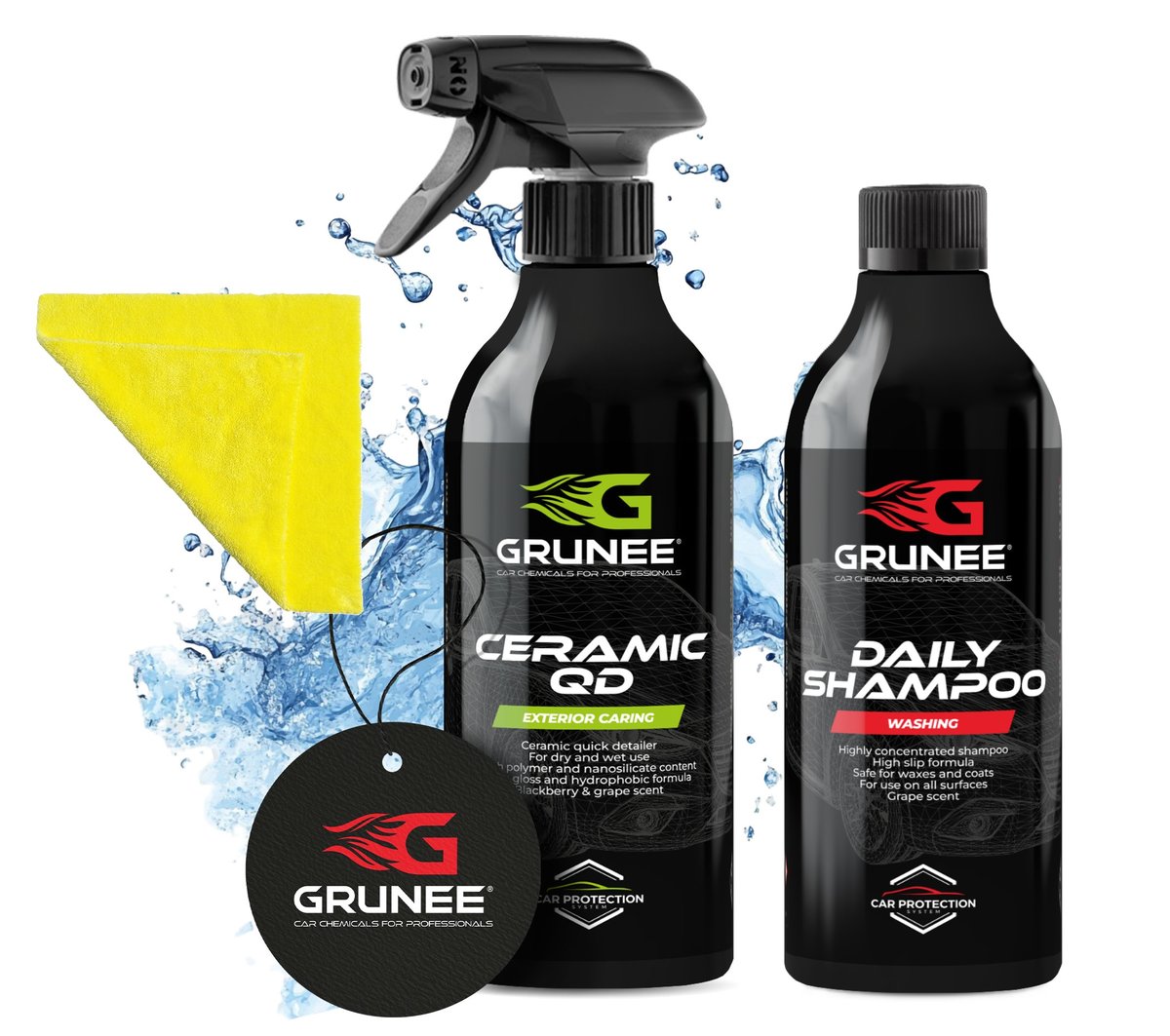 ZESTAW PŁYNNE SZKŁO CERAMIC QD wosk na mokro do auta+Szampon GĘSTY ...
