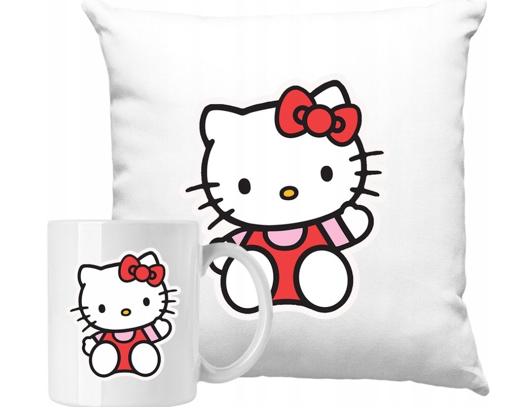 ZESTAW PODUSZKA + KUBEK Hello Kitty Kot Kotek Cat Pomysł Na Prezent #3 ...