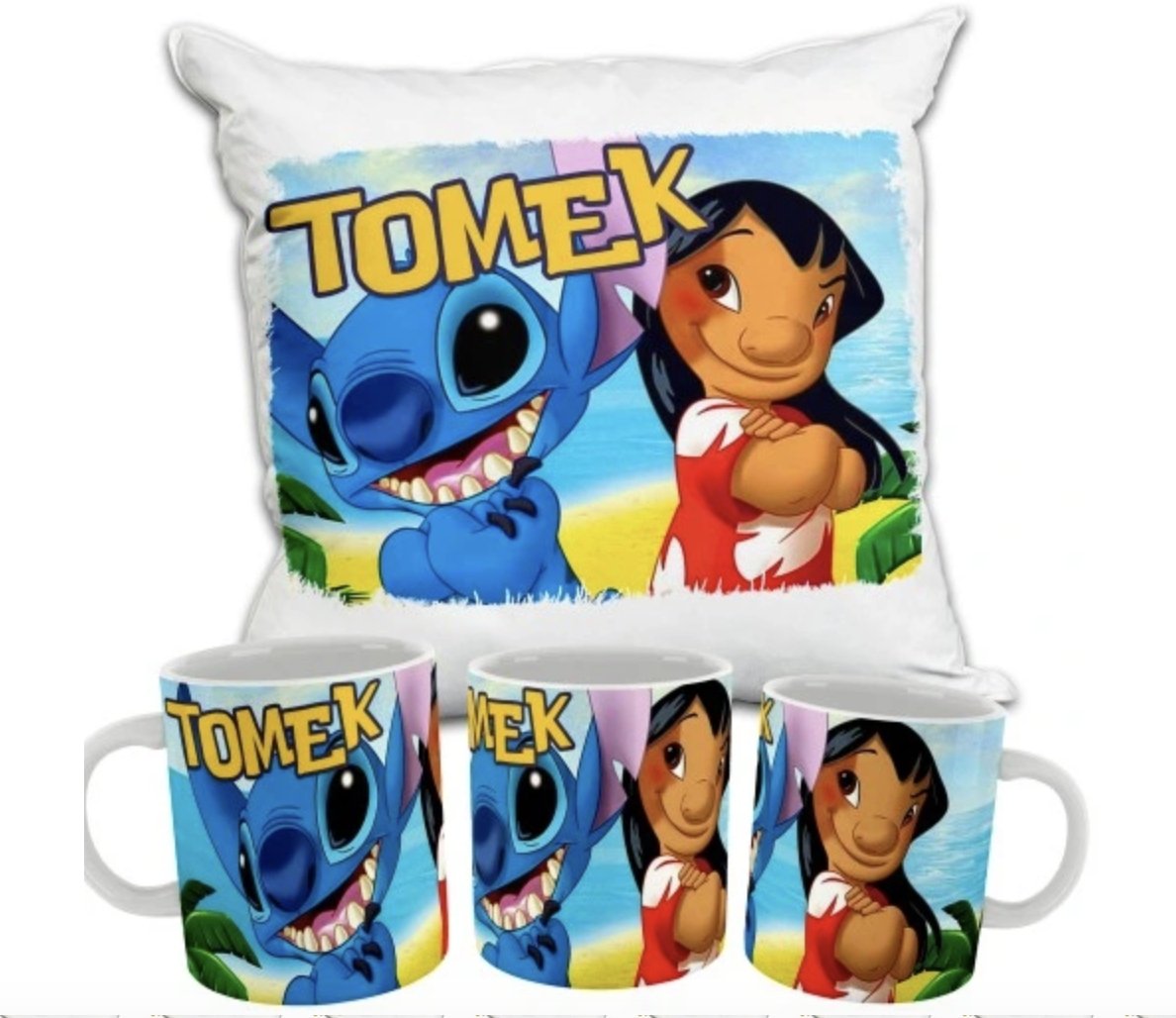 ZESTAW PODUSZKA + KUBEK Prezent LILO I STICH STICZ + IMIĘ 35 - Atram | Sklep EMPIK.COM