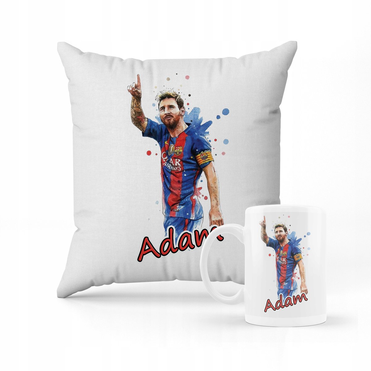 ZESTAW PODUSZKA + KUBEK Prezent Messi Barcelona + IMIĘ - Atram | Sklep ...
