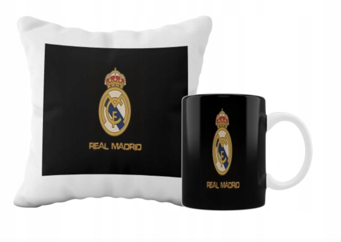 ZESTAW PODUSZKA + KUBEK Prezent REAL MADRYT FC LOGO + IMIĘ 19 - Atram ...
