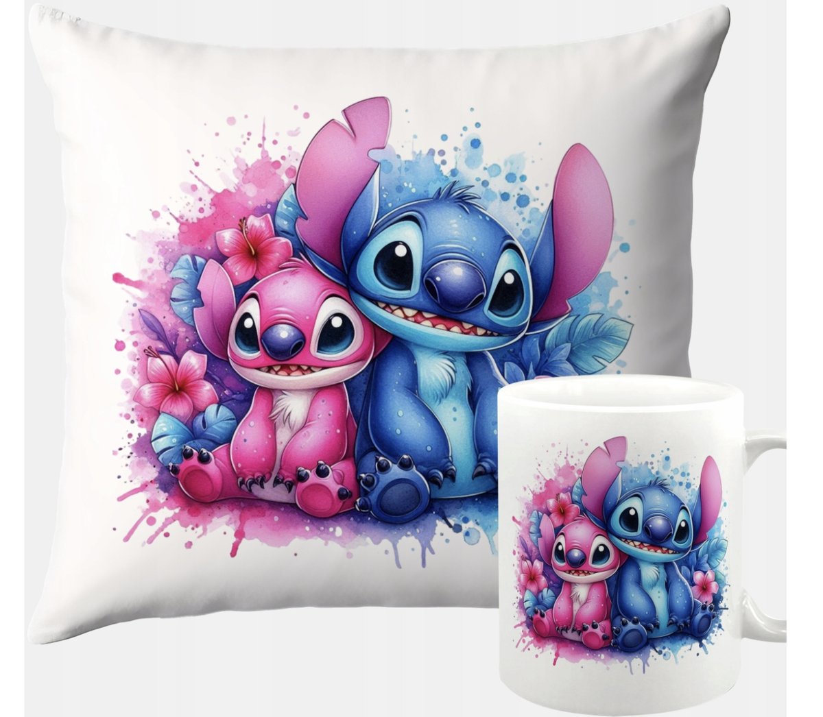 ZESTAW PODUSZKA + KUBEK Prezent STICH STITCH LILO PREZENT + IMIĘ #7 ...