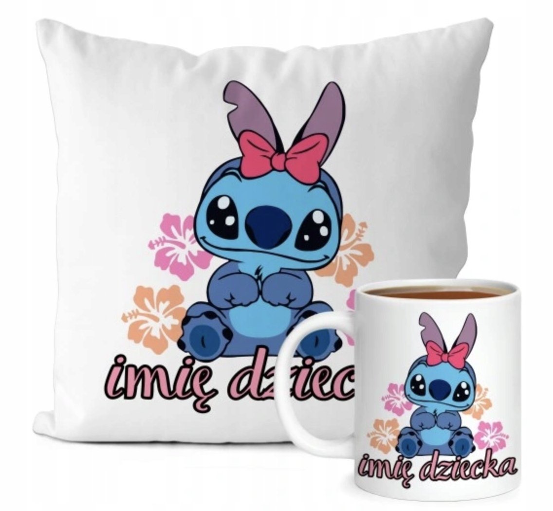ZESTAW PODUSZKA + KUBEK Prezent STICH STITCH STICZ LILO BAJKA + IMIĘ 49 ...