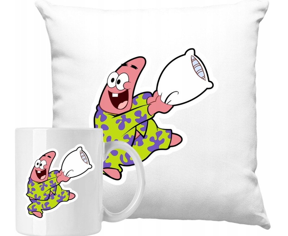 ZESTAW PODUSZKA + KUBEK Spongebob Patryk Rozgwiazda Pomysł Na Prezent ...