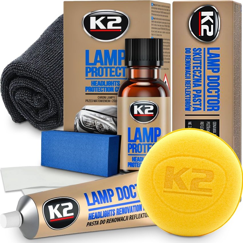 Zestaw Polerka Renowacja Pasta Do Polerowania Regeneracji Reflektorów Lamp - K2 | Motoryzacja EMPIK