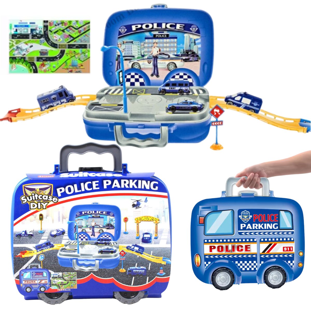 Zestaw Policyjny Policja Walizka Pojazdy Mapa Tor Parking Znaki 22Ele ...