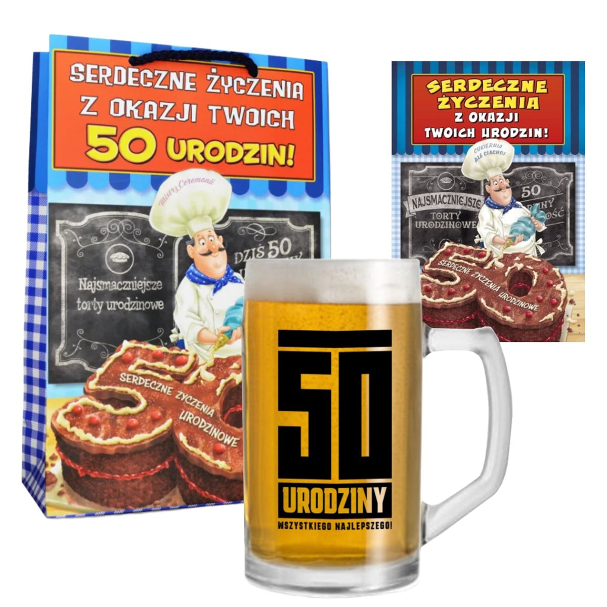 Zestaw Prezent na 50 Urodziny dla Faceta Kufel Torebka Kartka Pamiątka - Inna marka | Sklep ...