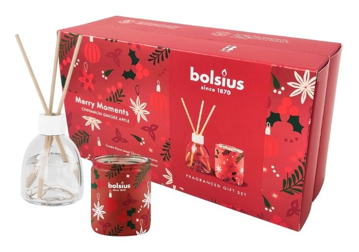 Zestaw prezentowy świąteczny BOLSIUS (Merry Moments) świeca + dyfuzor ...