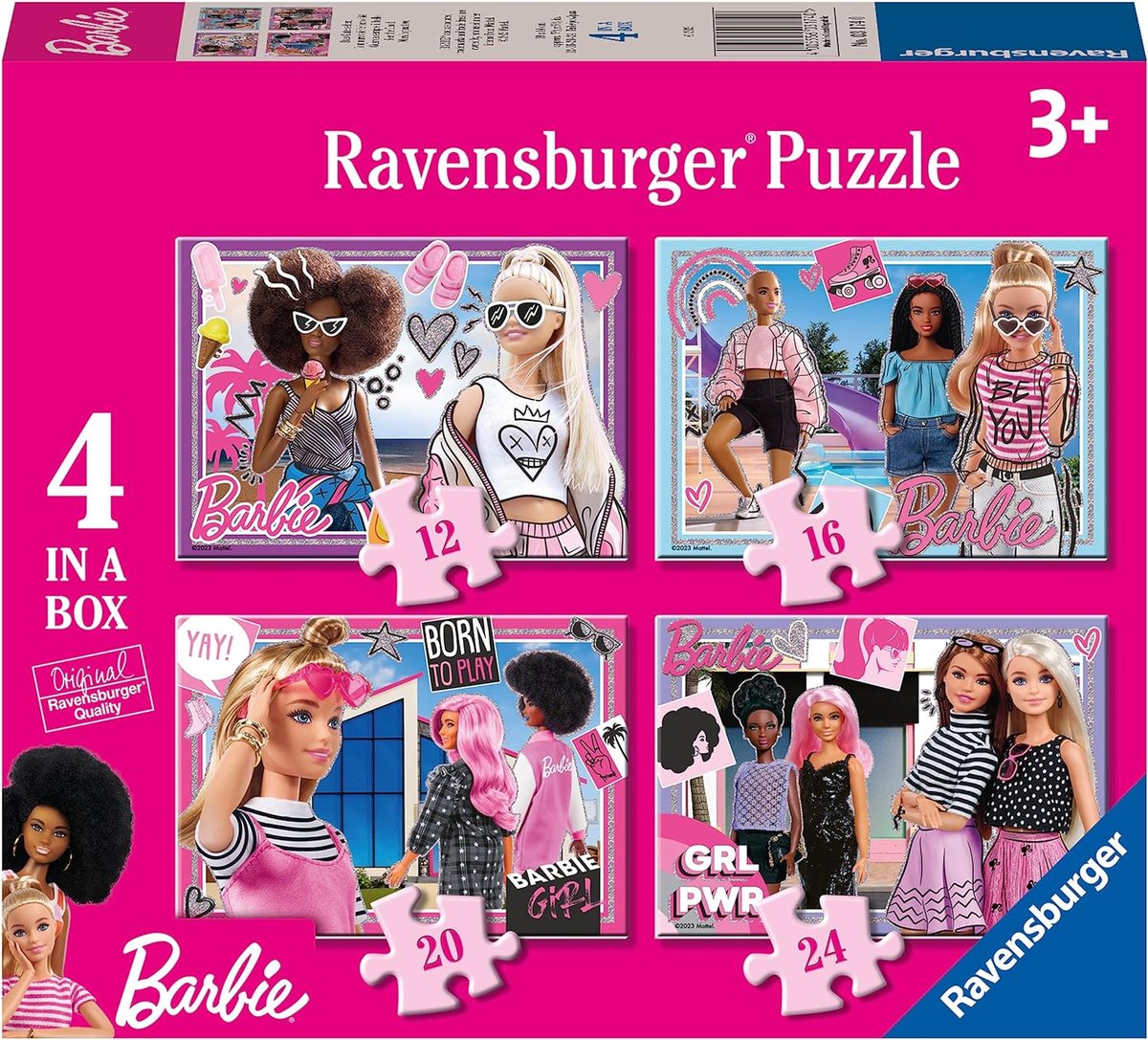 Zestaw puzzli 4 układanki z motywem Barbie oryginalne puzzle idealne ...