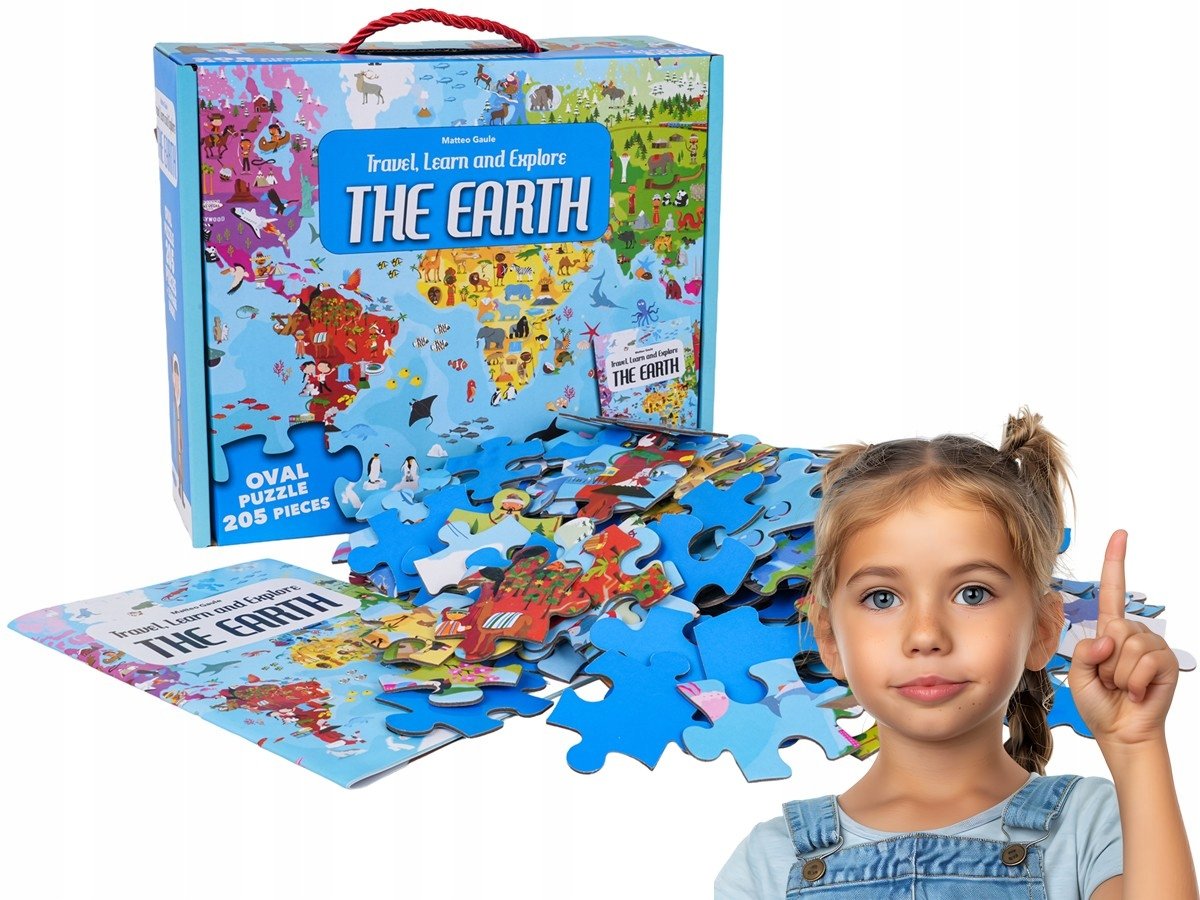 zestaw puzzli PUZZLE Ziemia KONTYNENTY 205 el. kula ziemska OBRAZ ...