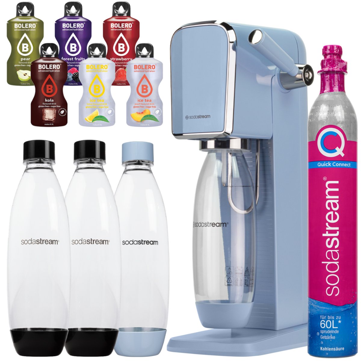 Zestaw Saturator Sodastream Art Blue 3 Butelki + Nabój + Dodatki ...