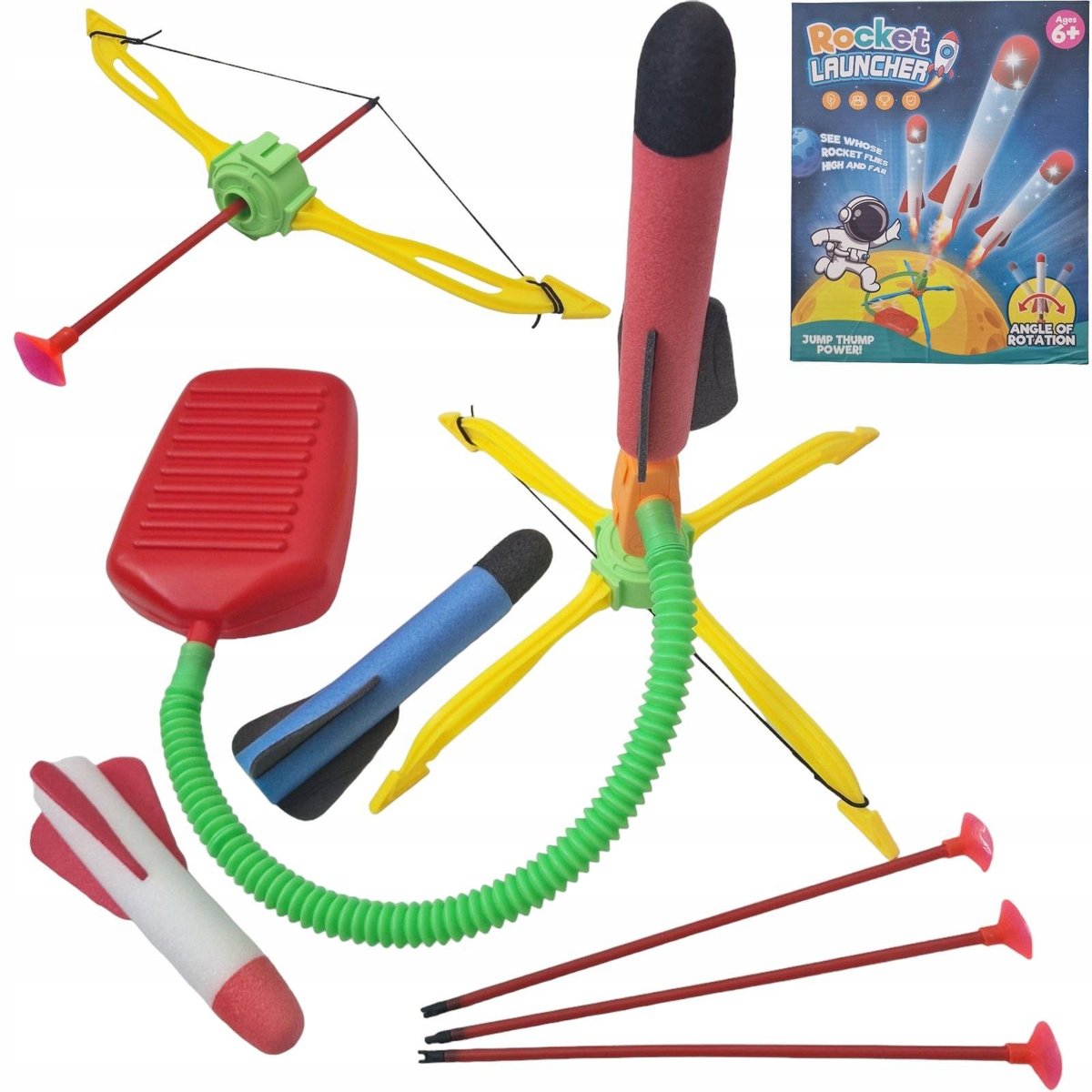 ZESTAW SPORTOWY WYRZUTNIA RAKIET PIANKOWYCH 3 SZT+ POMPKA + KUSZA ŁUK ...