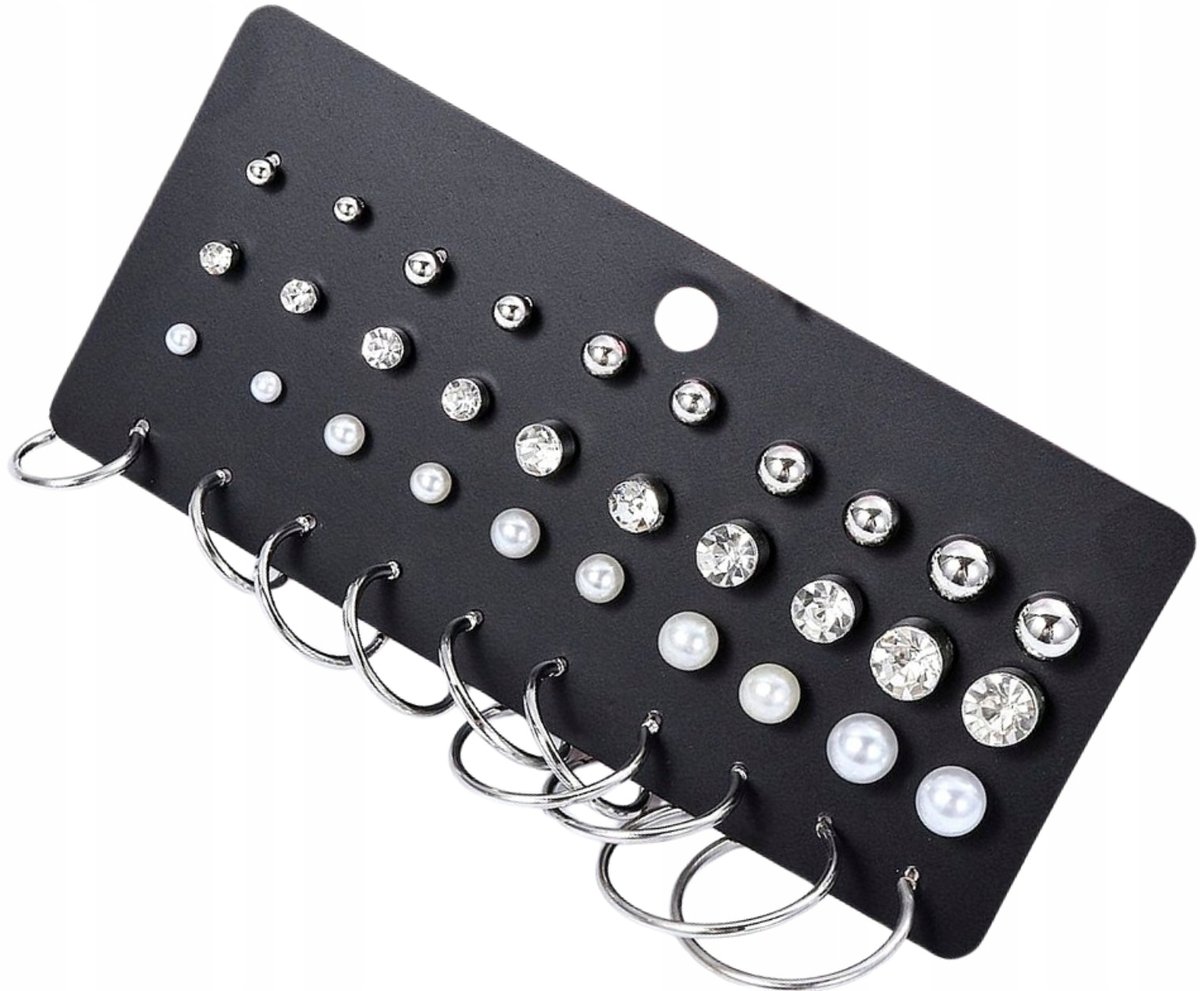 Zestaw Srebrny kolczyków cyrkonie perły koła 20par - Edibazzar | Moda ...