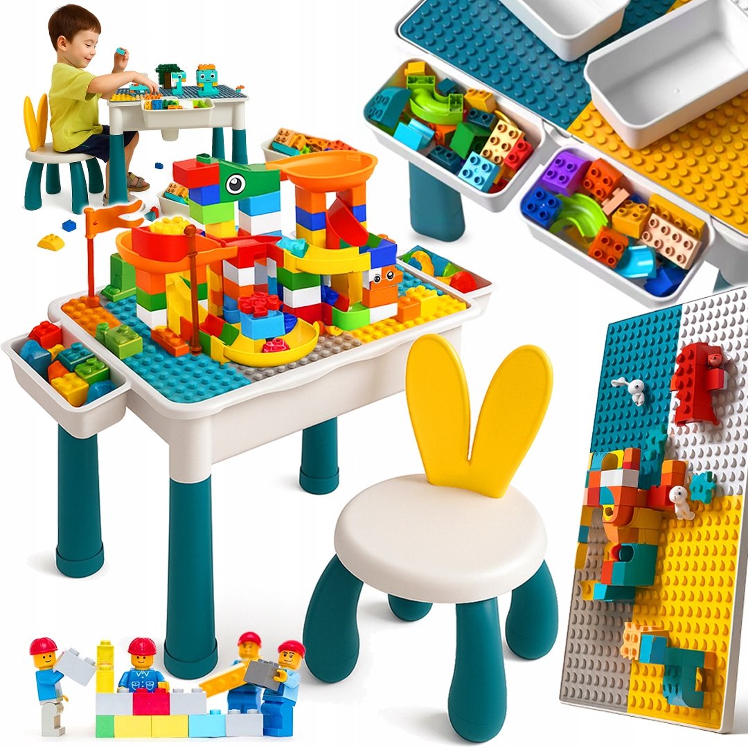 ZESTAW STOLIK BLAT DO KLOCKÓW LEGO WIELOFUNKCYJNY + KRZESŁO + 206 ...