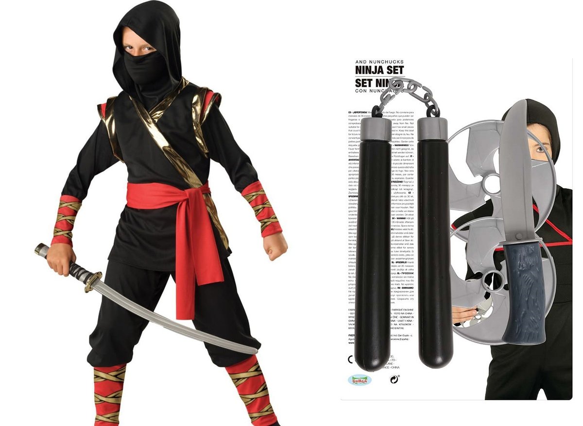 Zestaw Strój Ninja Wojownik 110/116 plus Zestaw Nunczako 5e MK323 ...