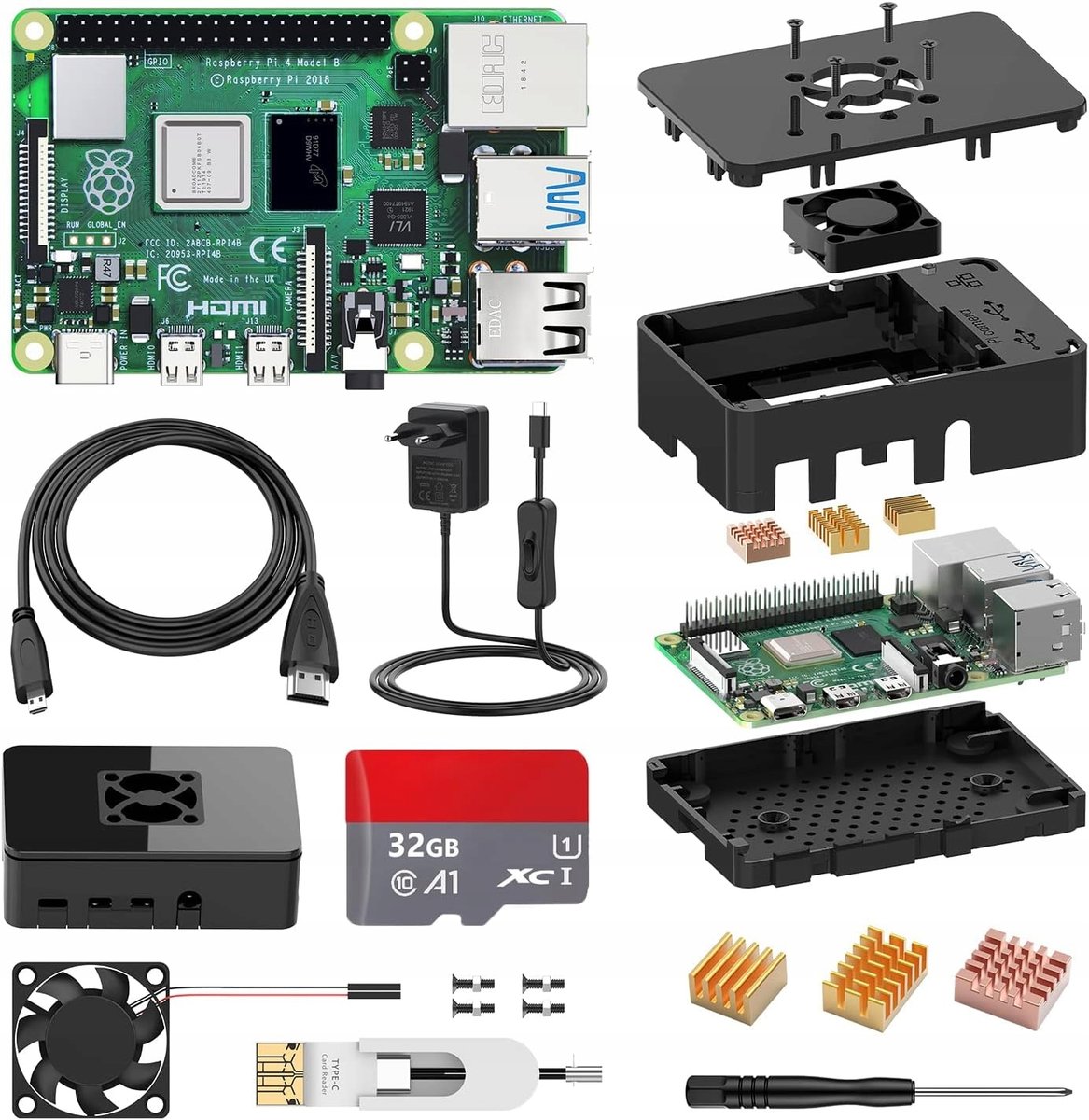 Zestaw STUUC Raspberry Pi 4 8GB RAM karta pamięci 32GB model B (8G + 32G) - Raspberry Pi | Sklep ...