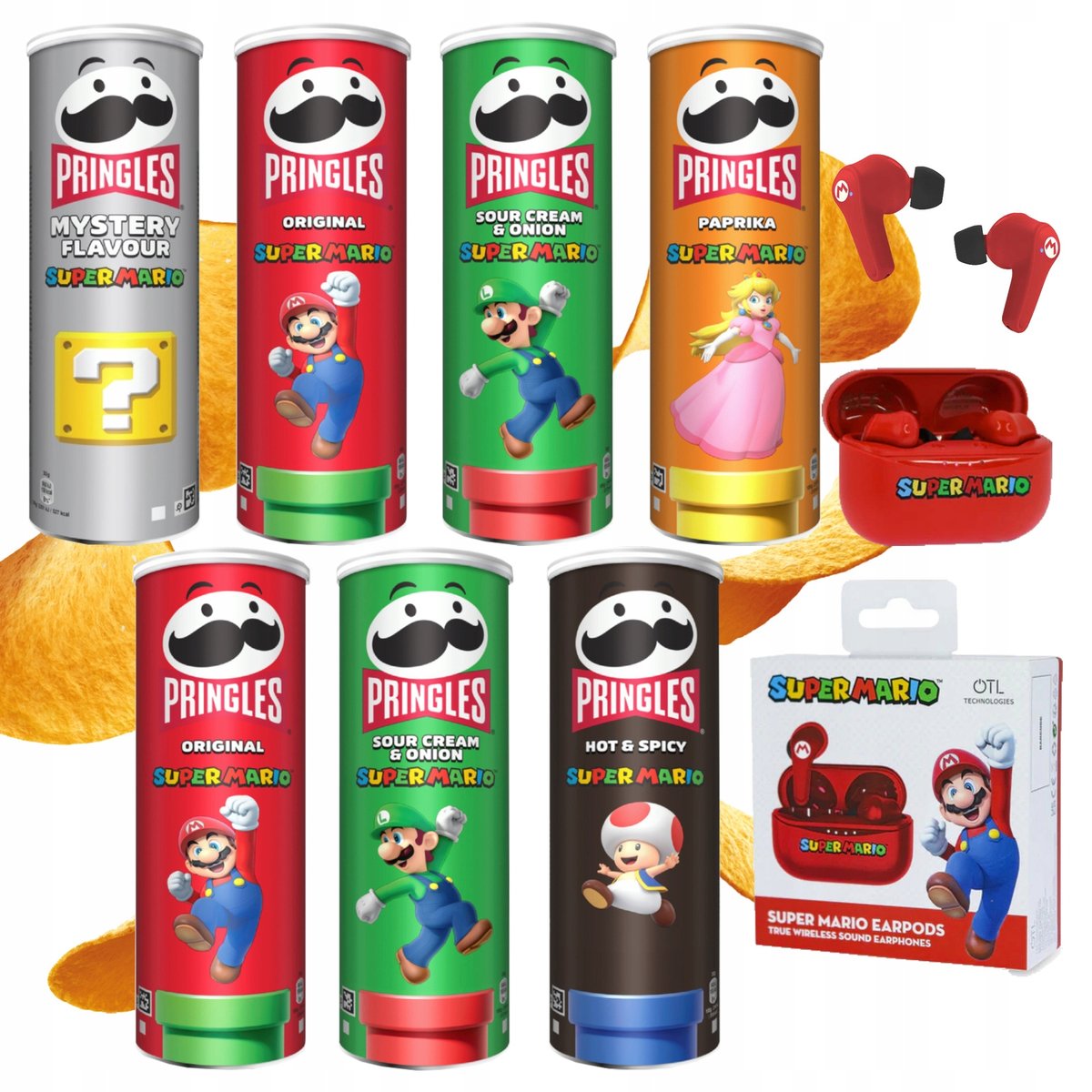 Zestaw Super Mario Chipsy ziemniaczane Pringles 7x165g + Słuchawki w ...