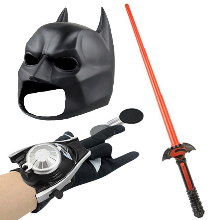 Zestaw Superbohater Batman Maska Lateksowa Miecz Świetlny Strzelająca ...