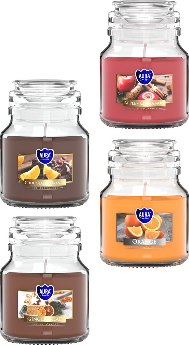 ZESTAW Świeca zapachowa w słoiku BISPOL Aura 28H MIX "5" ŚWIĄTECZNY ...