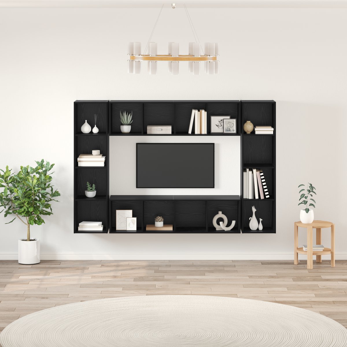 Zestaw szafek RTV 4 pcs Czarny 37 x 37 x 142.5 cm - Inna marka | Sklep ...