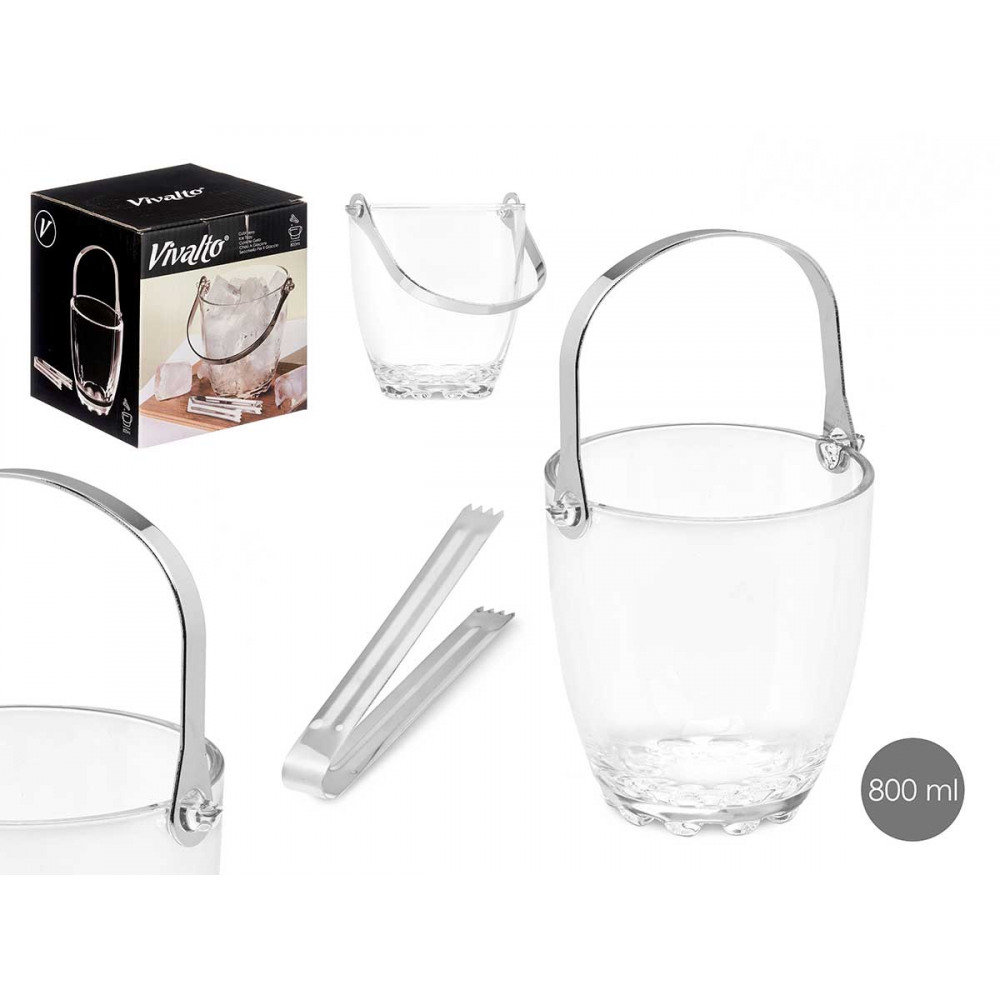 Zestaw szklane wiaderko na lód + szczypce - VIVALTO | Sklep EMPIK.COM