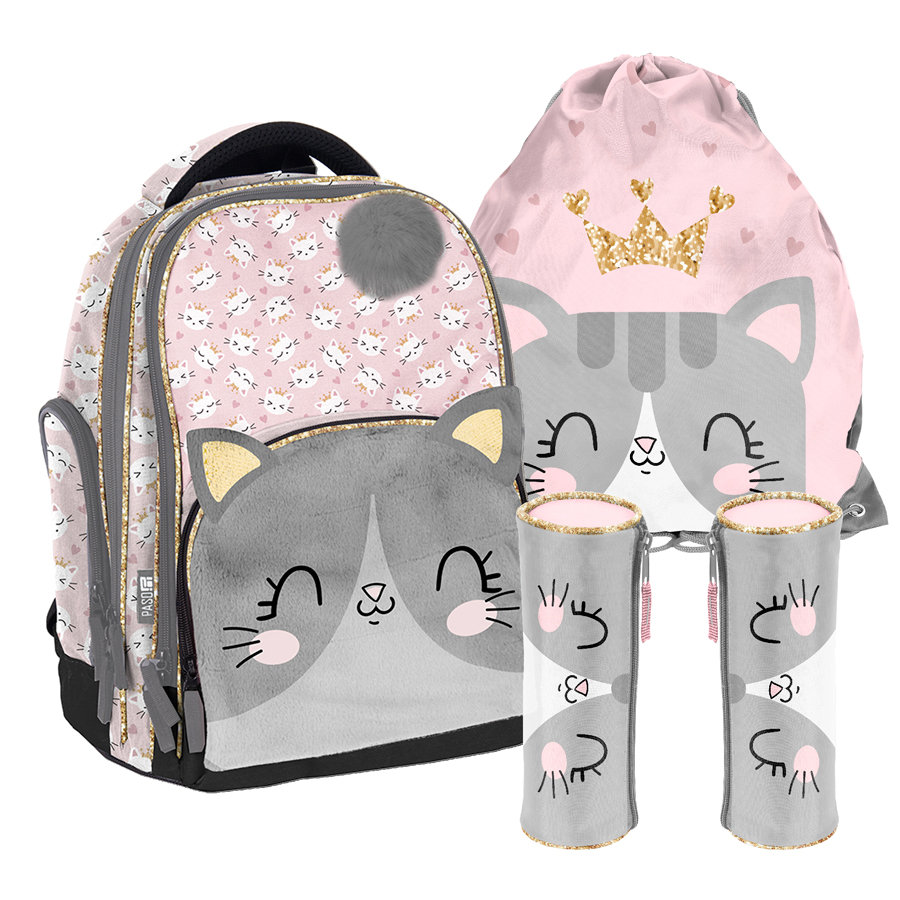 Zestaw Szkolny 3-Elementowy Kotek Paso Plecak Worek Piórnik Dla Dziewczynki - Paso | Sklep EMPIK.COM