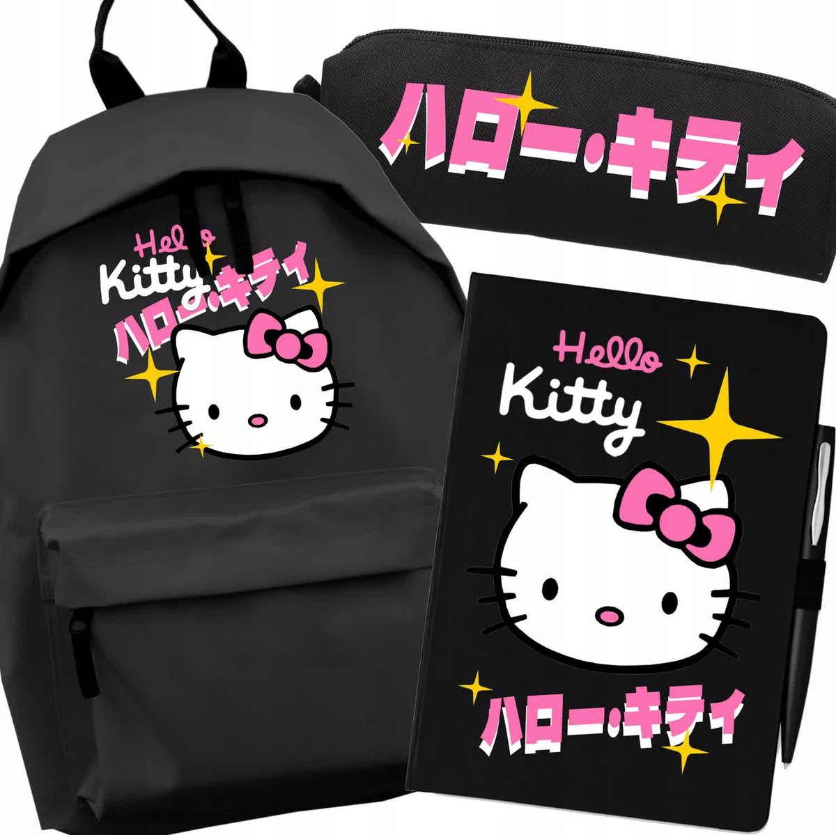 ZESTAW Szkolny 3w1 Wyprawka Do Szkoły Plecak Piórnik Notes HELLO KITTY ...