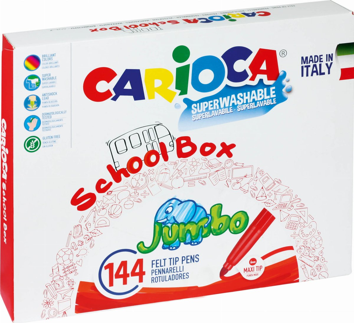 ZESTAW SZKOLNY CARIOCA JUMBO PISAKI ZMYWALNE 144 - KW TRADE | Sklep ...