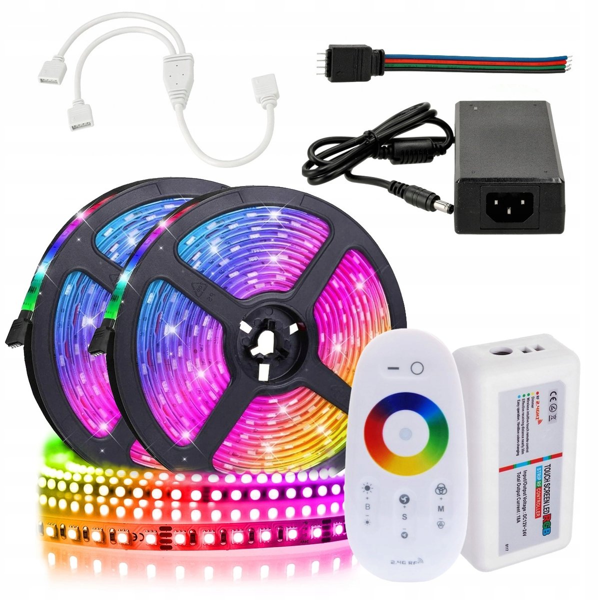 ZESTAW Taśma LED RGB Multi 10m + Pilot Zasilacz Kolorowe LEDY Do Pokoju ...