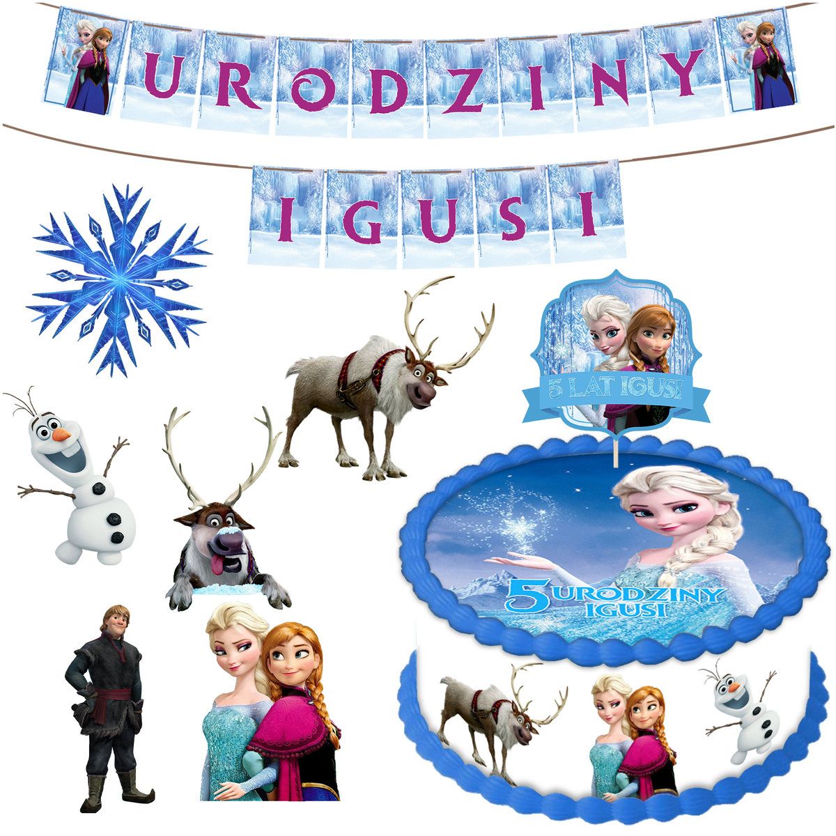 Zestaw Topper Opłatek Na Tort Girlanda Frozen Z2 - Propaganda ...