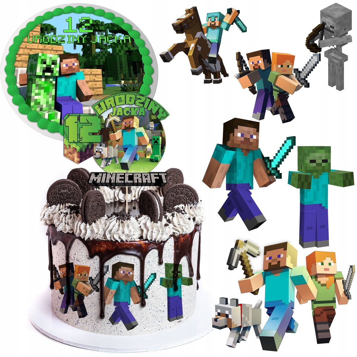 Zestaw Topper Opłatek Natort Postacie Minecraft Y4 - Propaganda ...