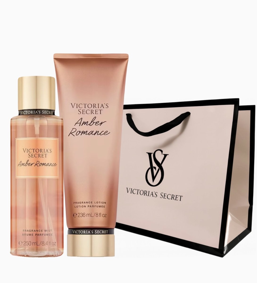 Zestaw Victoria’s Secret Amber Romance mgiełka balsam torebka z logo ...