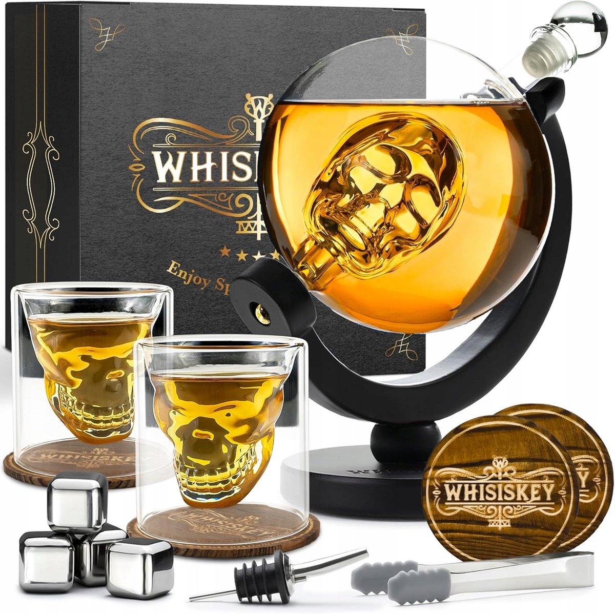 Zestaw Whisky Dla Mężczyzn Szklanki Globus Na Whisky Kamienie Etui ...