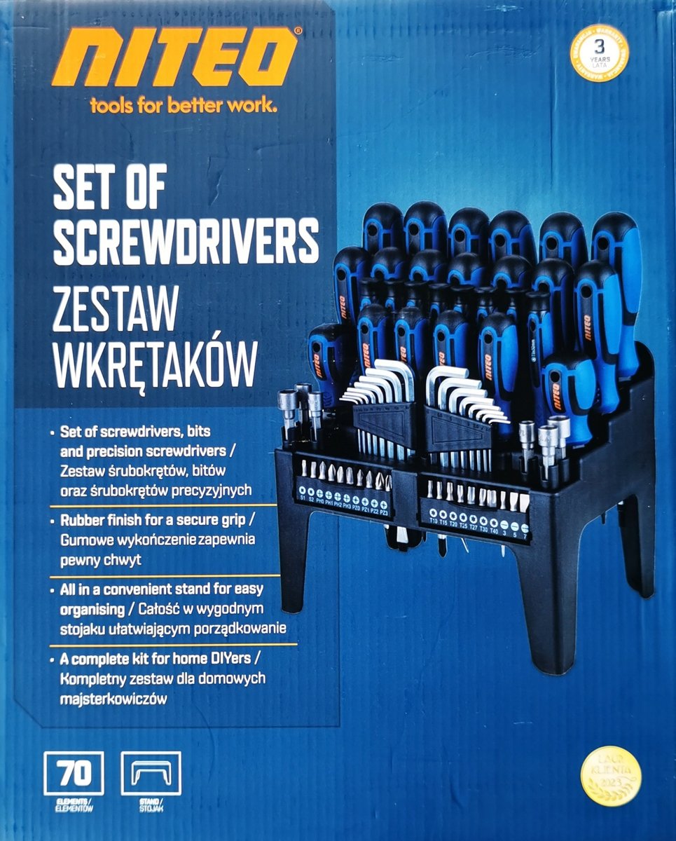 Zestaw Wkrętaków 70 El. Niteo Stojak Bity Wkrętaki Torx Imbus - Niteo Tools | Sklep EMPIK.COM