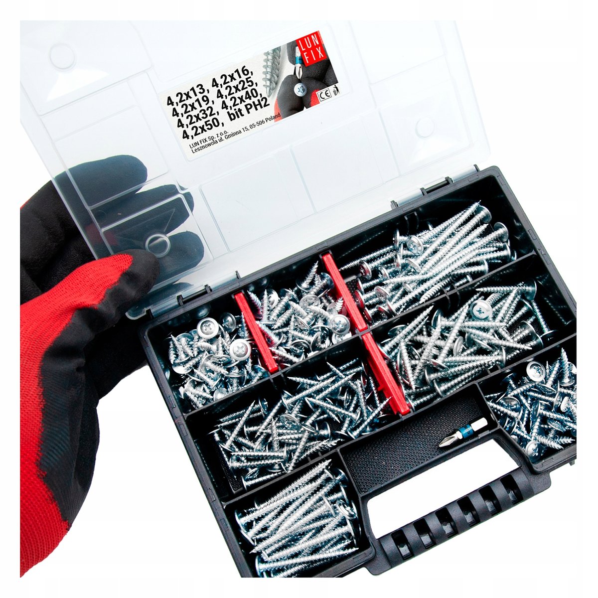 Zestaw wkrętów samogwintujących 290szt do metalu ocynk +bit PH2 i ...