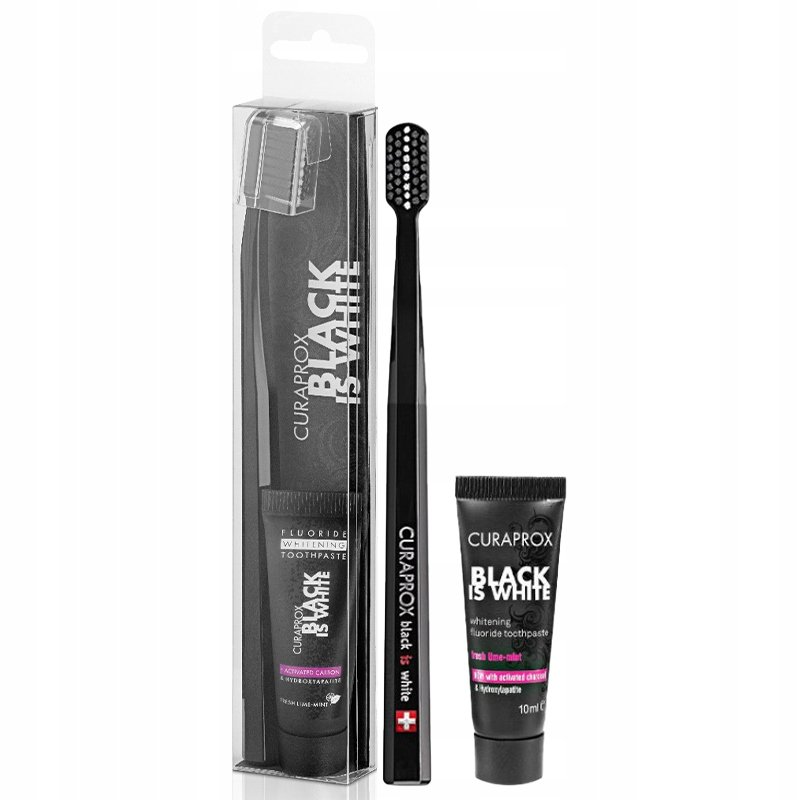 Zestaw wybielający Curaprox Black is White pasta 10ml i szczoteczka CS ...