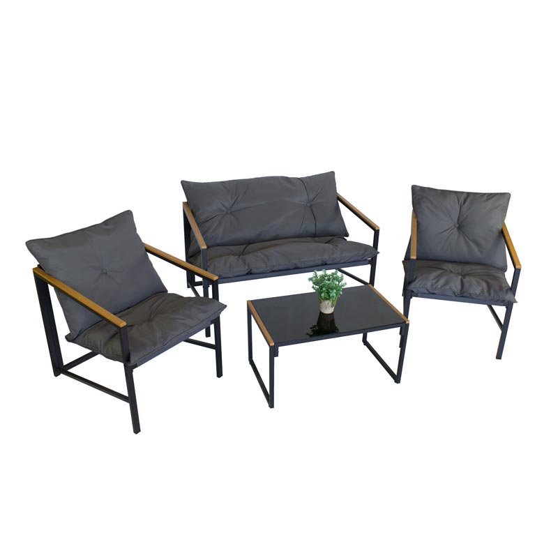 Zestaw wygodnych mebli ogrodowych w kolorze czarnym z szarymi ...