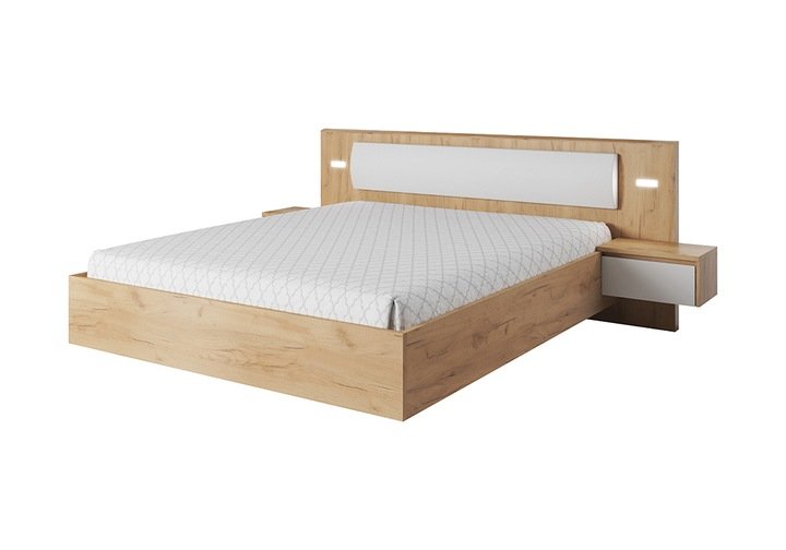 ZESTAW XELO Nowoczesne łóżko 160 ze stolikami nocnymi + STELAŻ ...