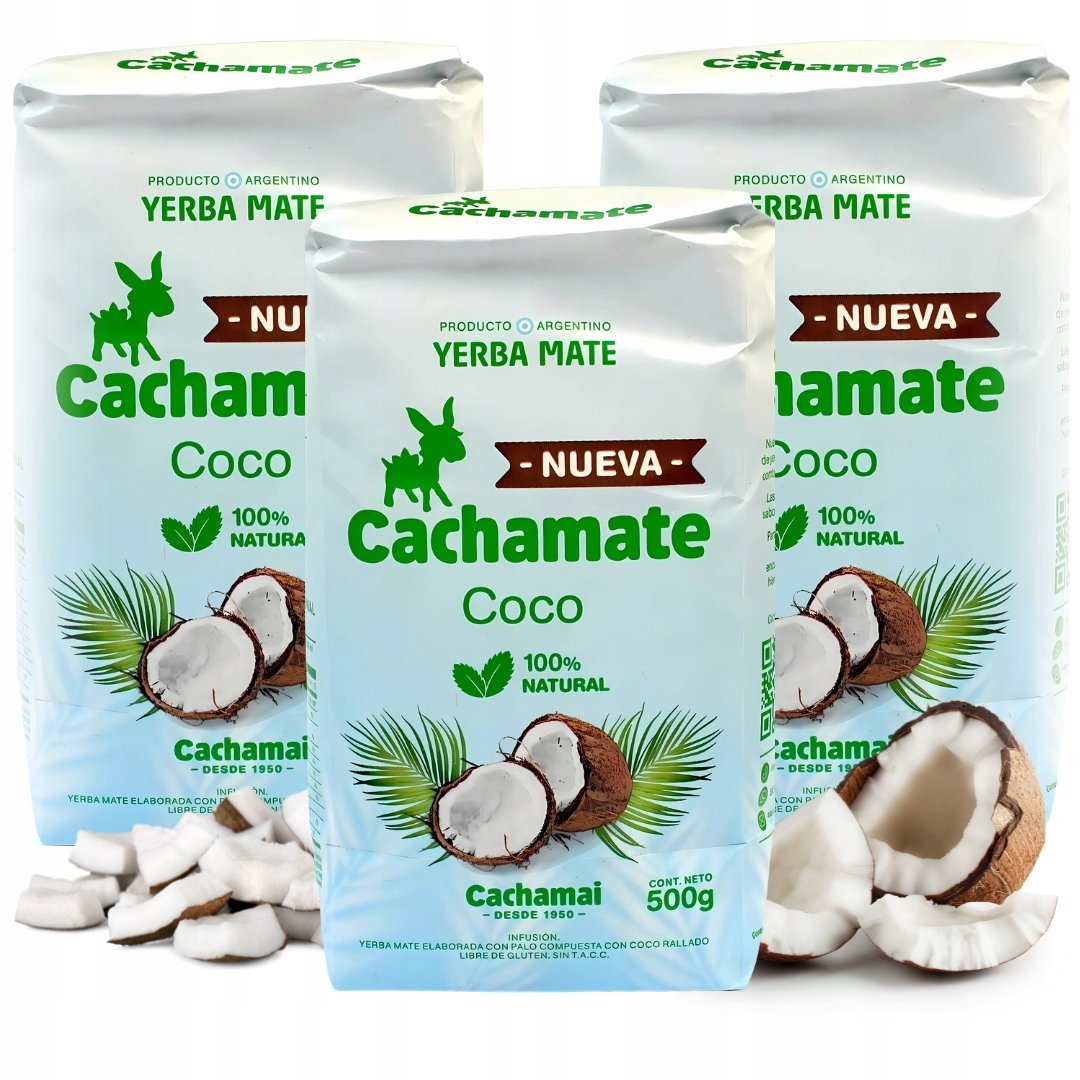 Zestaw Yerba Mate Cachamate Coco (kokosowa) 3x500g 1,5kg - Cachamate ...