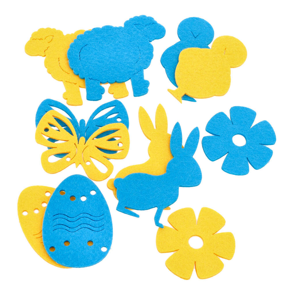 Zestaw Z Filcu Niebieski-Żółty 36szt Wielkanoc Wielkanocne - Inna marka ...
